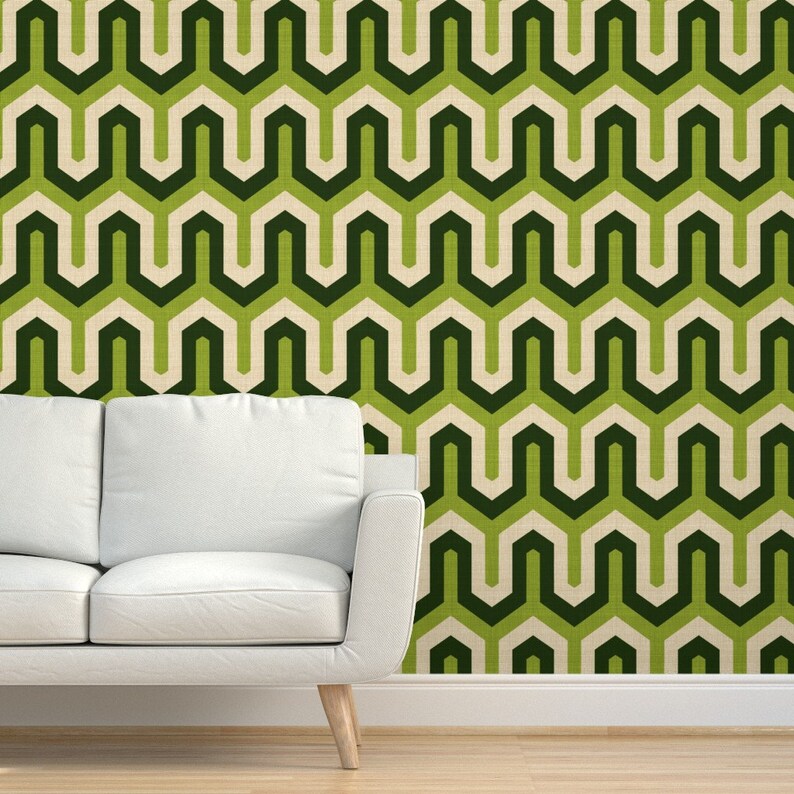 Modern Greek Key Wallpaper Greek 100 Green by Chicca Besso - Etsy