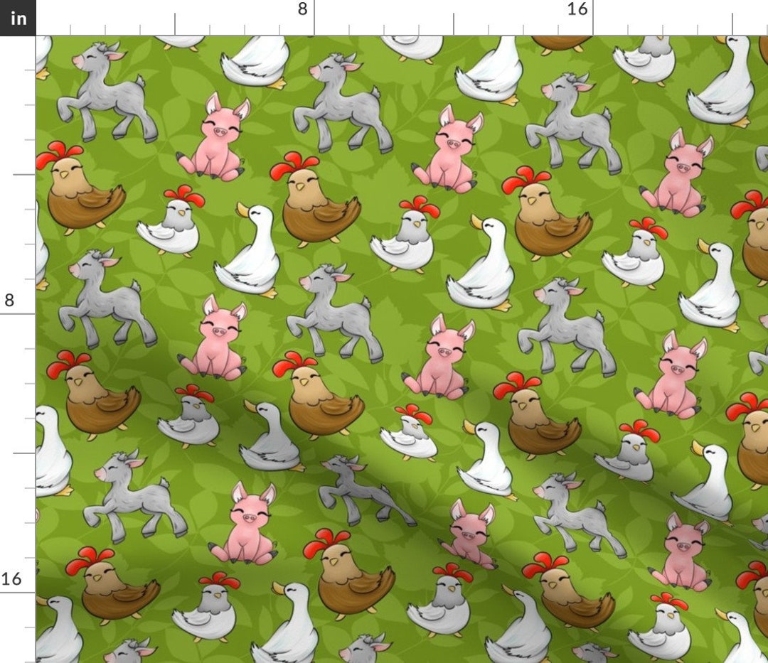Barnyard Fabric Farm Animals by Ktscarlett_ Animals Whimsical Cartoon ...