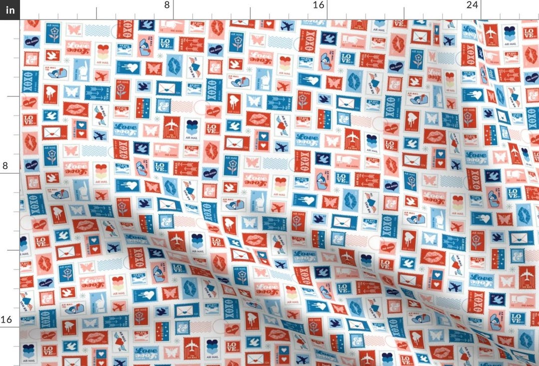 Book of Stamps Fabric - Postal Service Snail Mail Postmark Letter ...