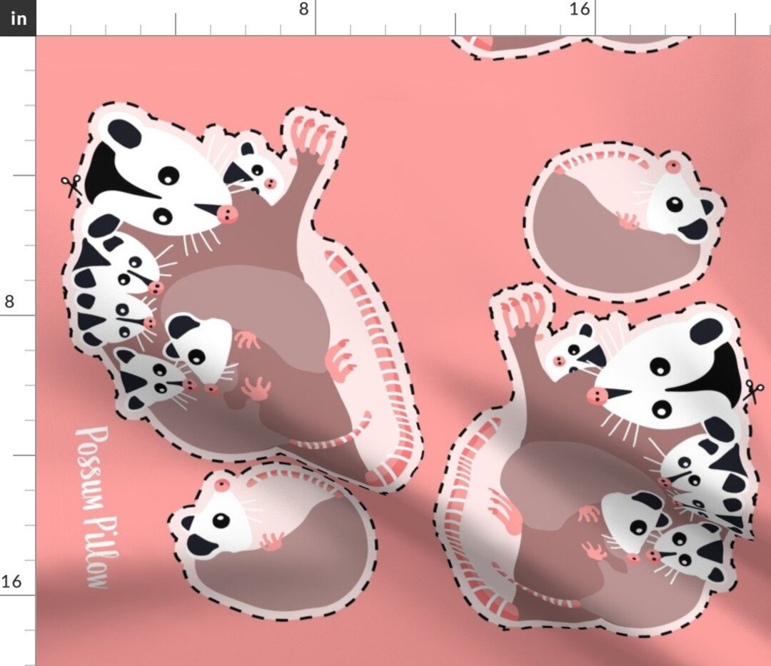 Pink Fabric Possum Cut and Sew Pillow by Msgreenjeanne Woodland Animals ...