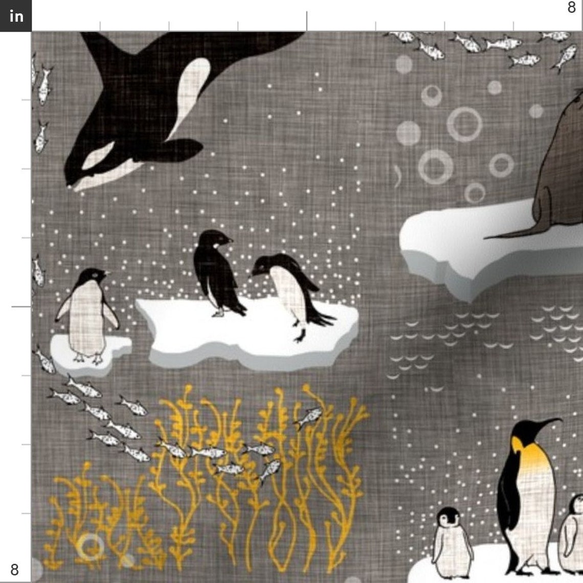 Orca Fabric Antics in Antartica by Nouveau Bohemian Orca | Etsy