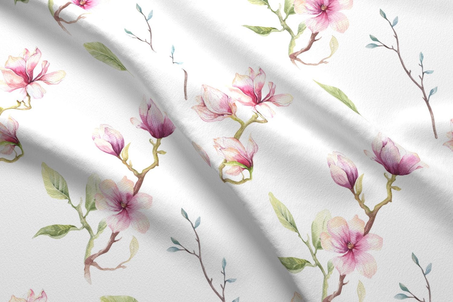 Watercolor Magnolia Floral Fabric Magnolia Pattern By | Etsy