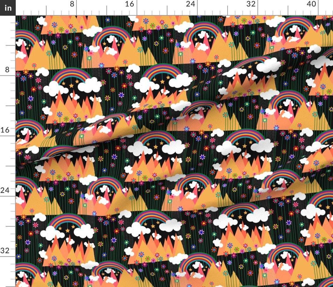 Rainbows Fabric Adventure Time in the 1970s by Vo Aka | Etsy