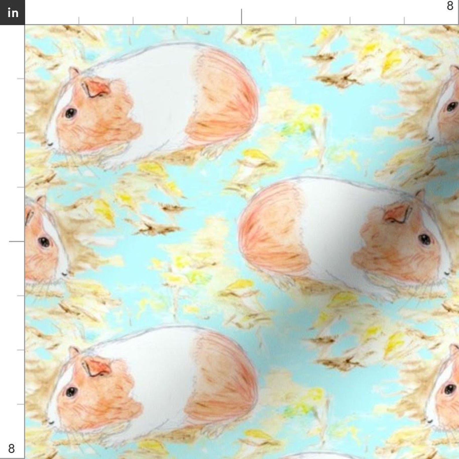 Guinea Pig Fabric - Watercolor Guinea Pig by Eclectic House - Guinea ...