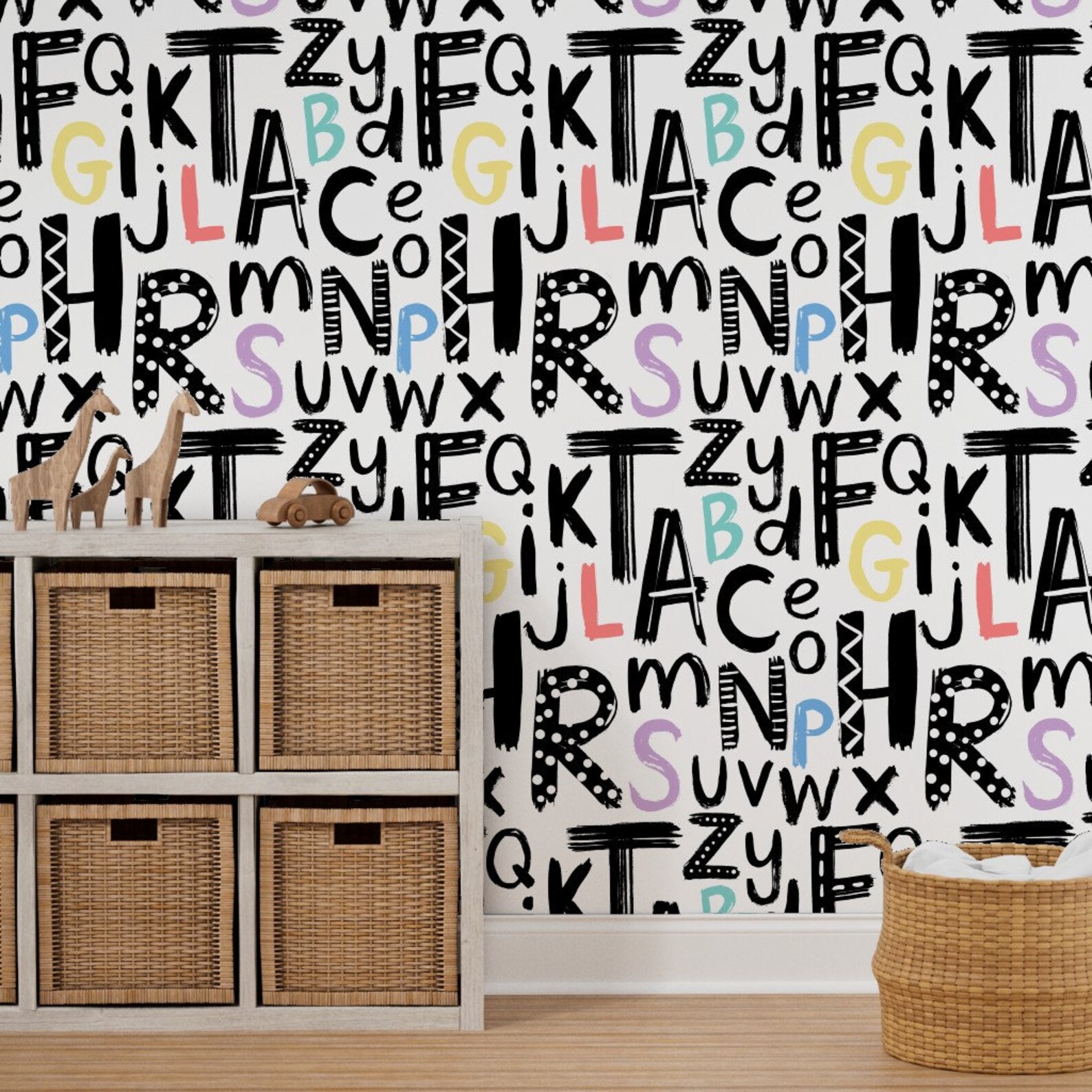 Alphabet Wallpaper Nursery Lettering by Laura May Designs - Etsy