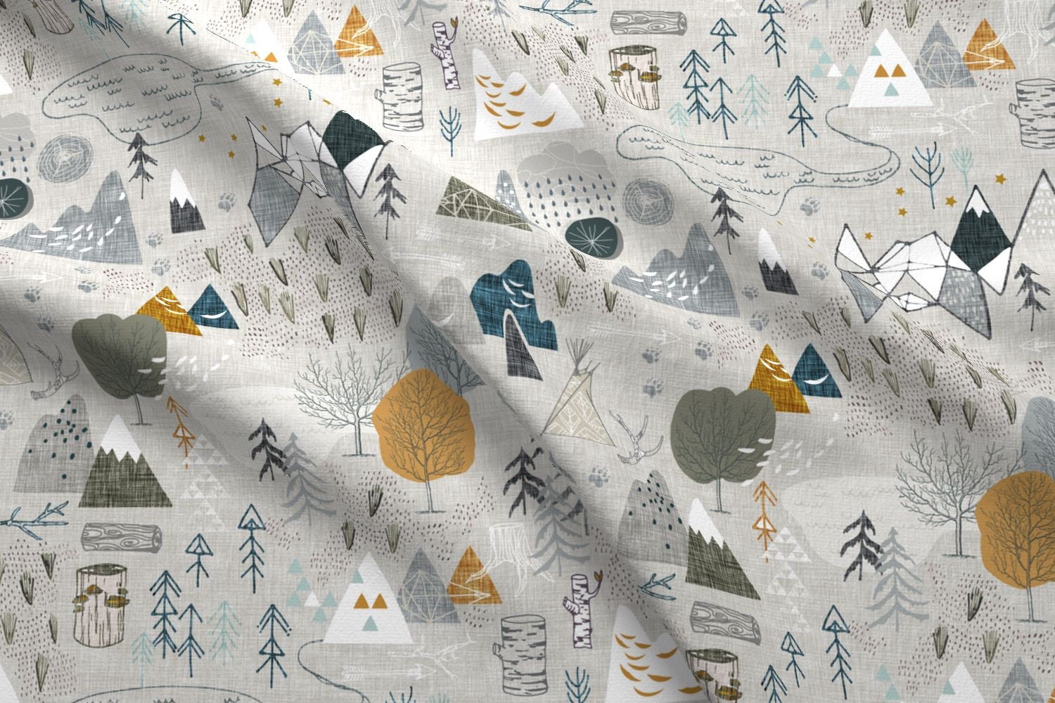 Map Fabric Max's Map Grey Custom Fabric By Nouveau | Etsy