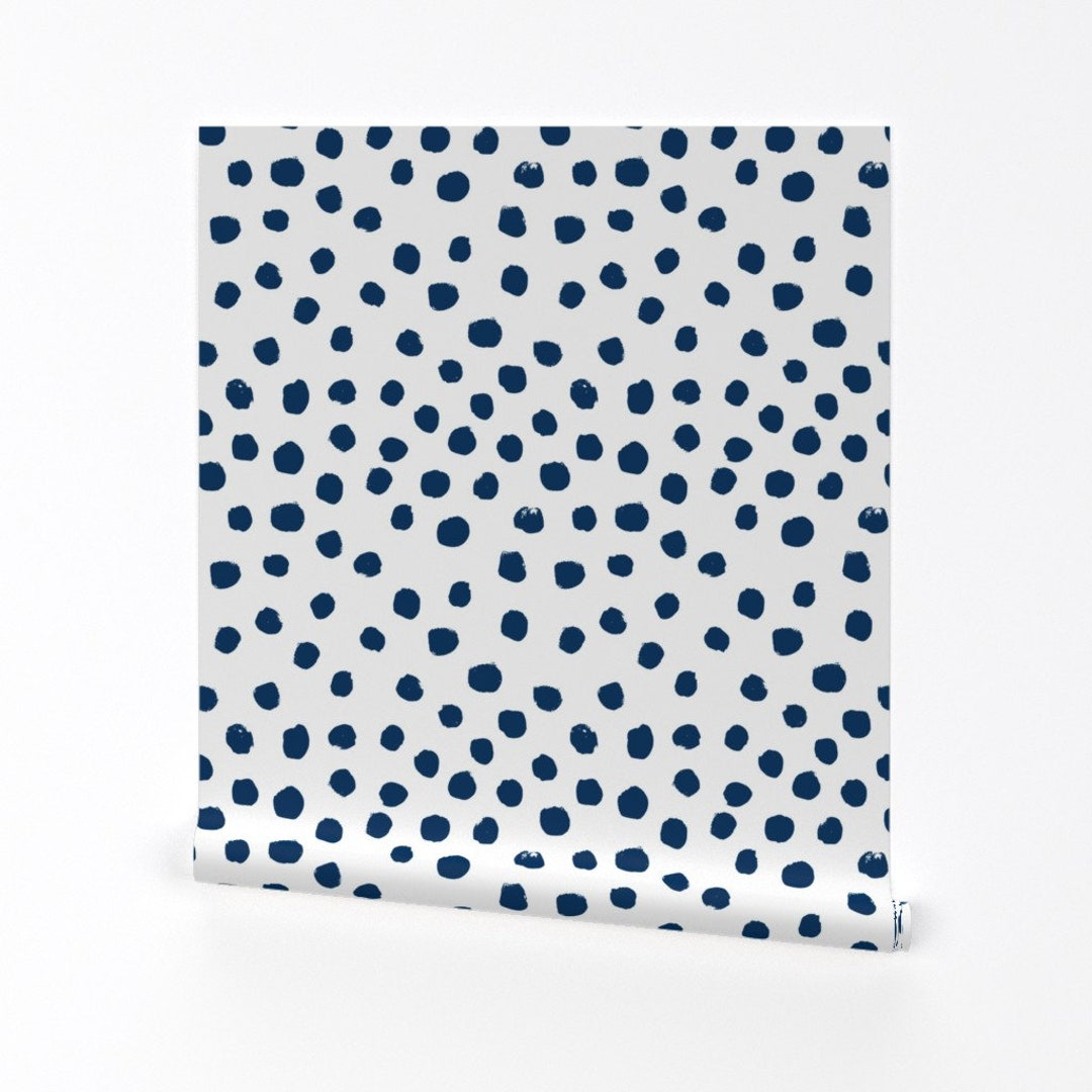 Navy Dots Wallpaper Navy Painted Dot Spots Navy Blue by - Etsy