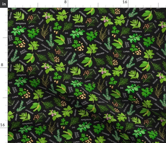 Greenery Herbs on Black Fabric Herbs and Spices by - Etsy