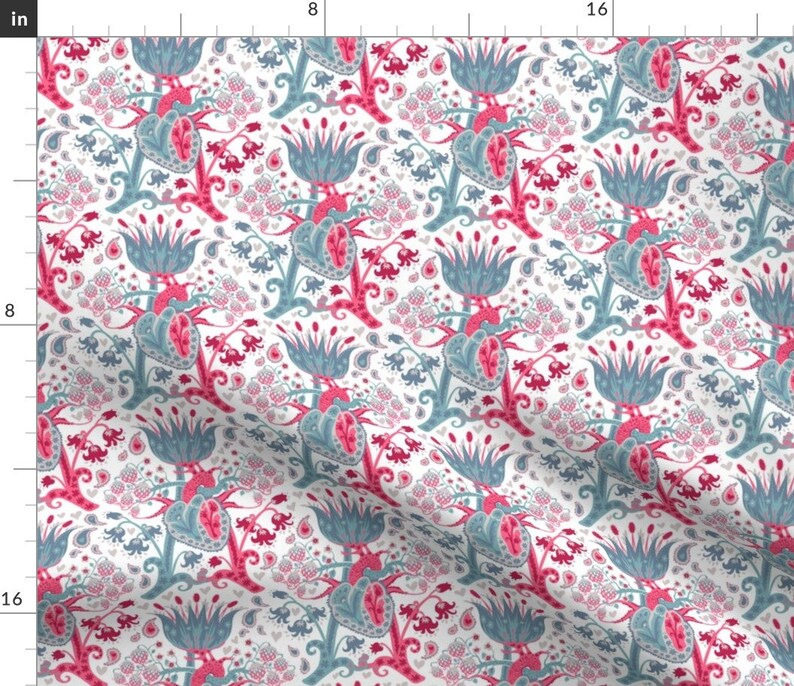 Heart Damask Fabric Heart Damask by Chantal Pare Abstract - Etsy