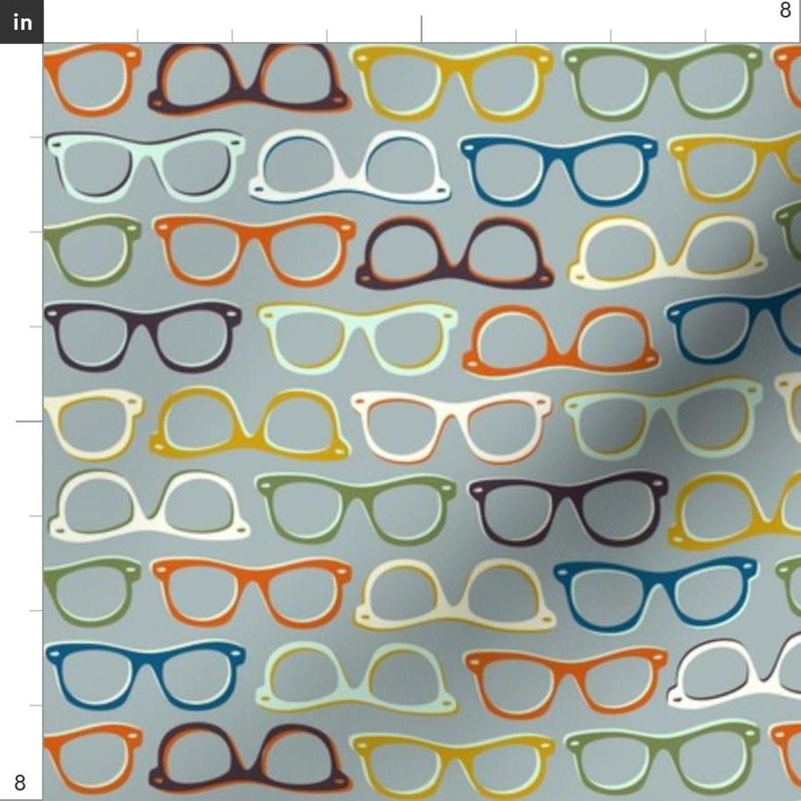 Spec-tacular Glasses Fabric by Nadia Hassan - Colorful Glasses Fabric ...