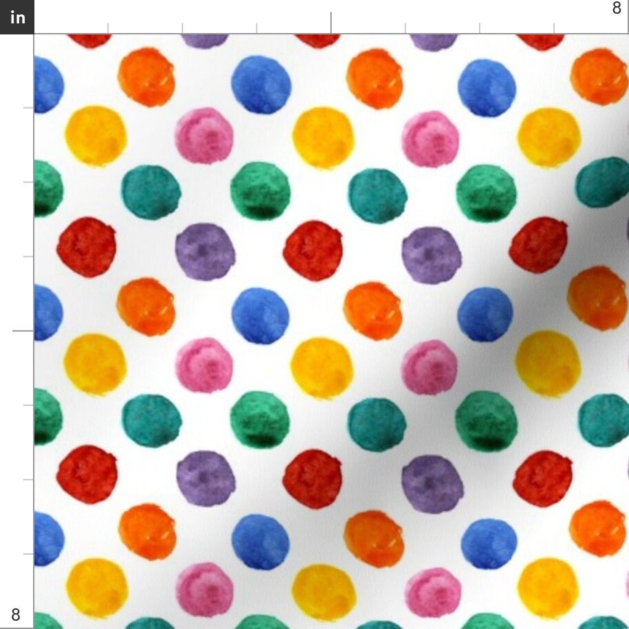 Rainbow Watercolor Polka Dot Fabric Colorful Polka Dot | Etsy
