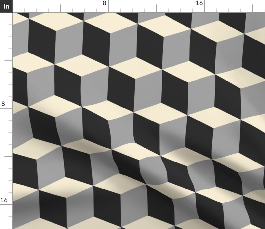 Tessellation Fabric Tessellated Squares White Gray Black by Zephyrus ...