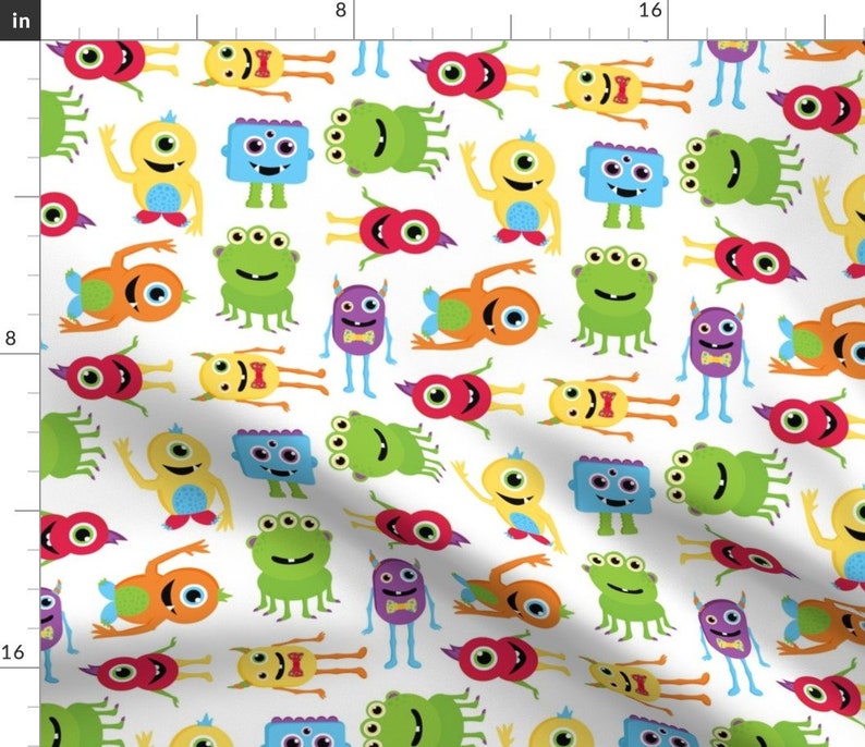 Monster Fabric Cute Little Monsters by Jannasalak Monster - Etsy
