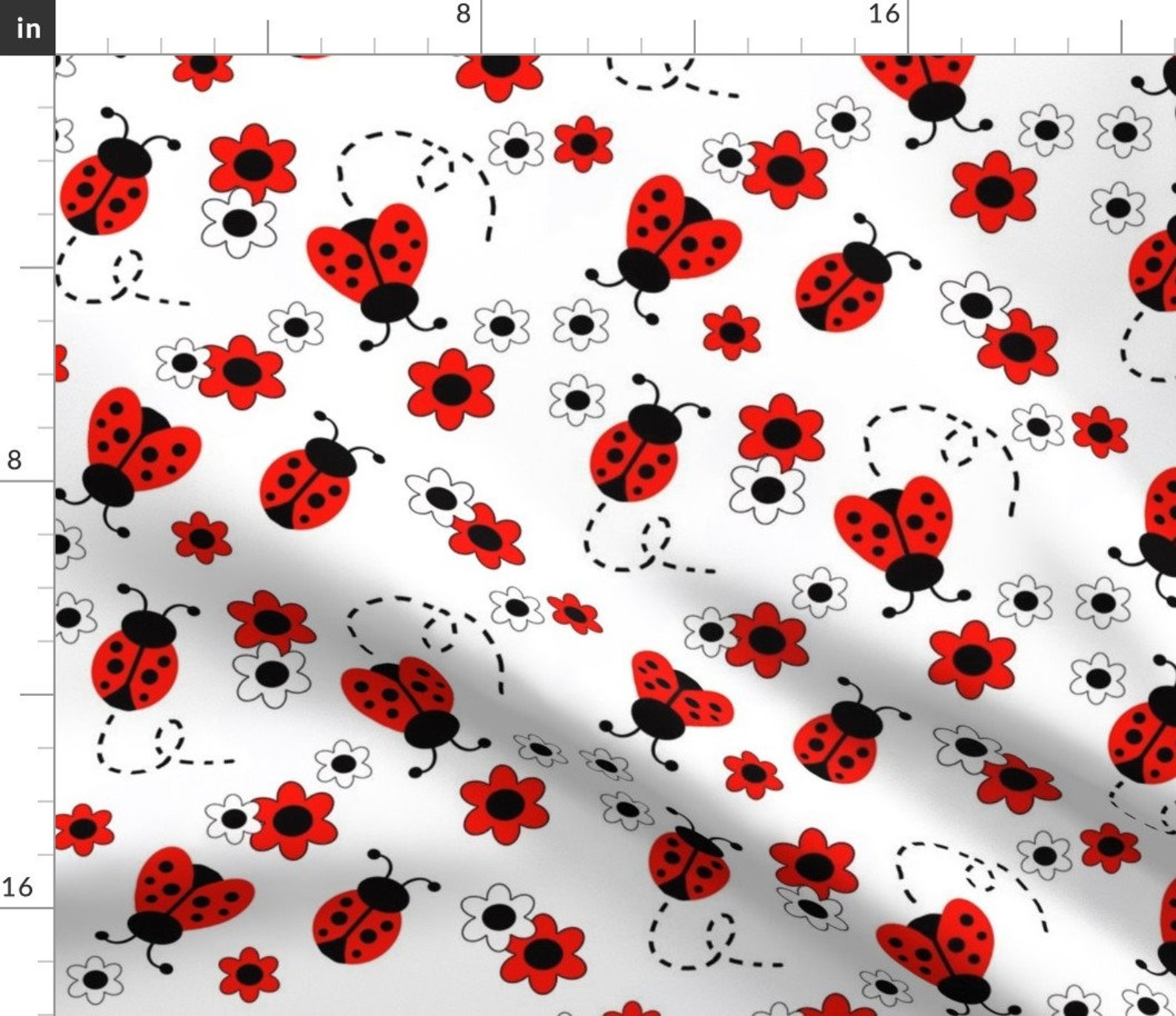 Ladybug Fabric Red Ladybug Floral by Decamp Studios Cute - Etsy