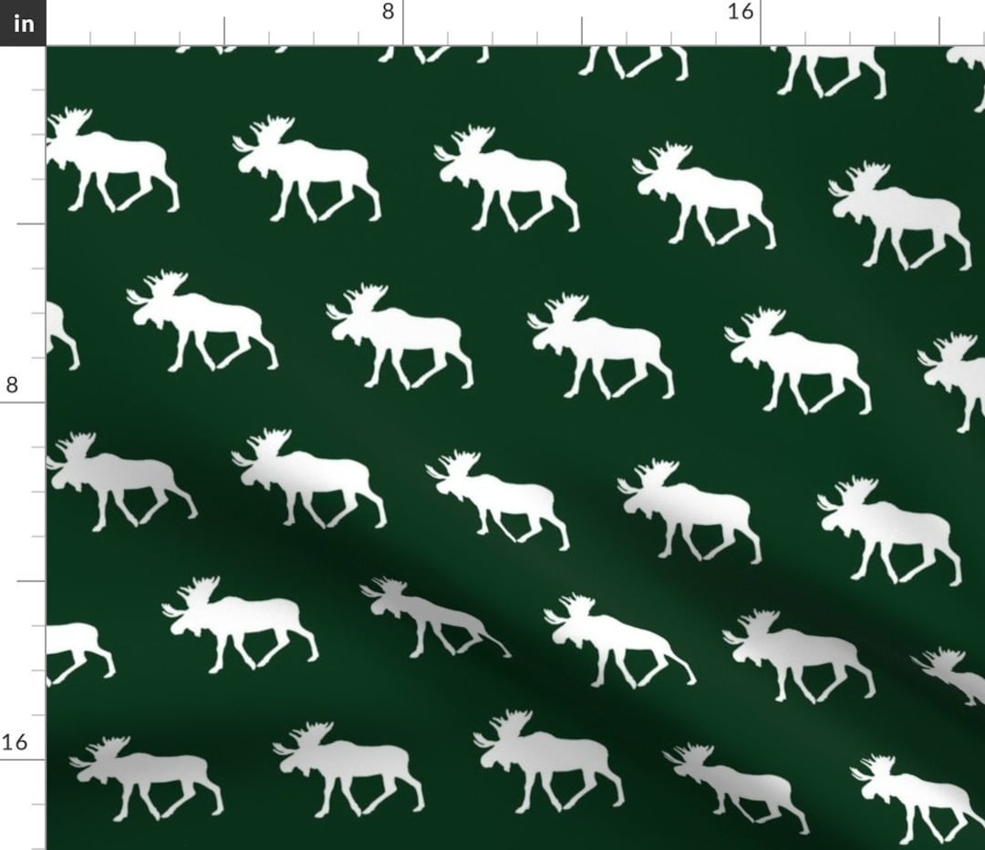 Forest Green Fabric Moose Forest Green Holiday by Littlearrowdesign ...