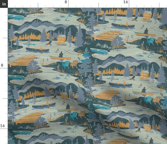Autumn Lake Fabric Lake Life By Taranealart Neutral Fall | Etsy