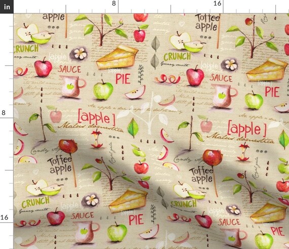 Apple Fabric an Apple A Day by Mulberry Tree Apple Pie | Etsy