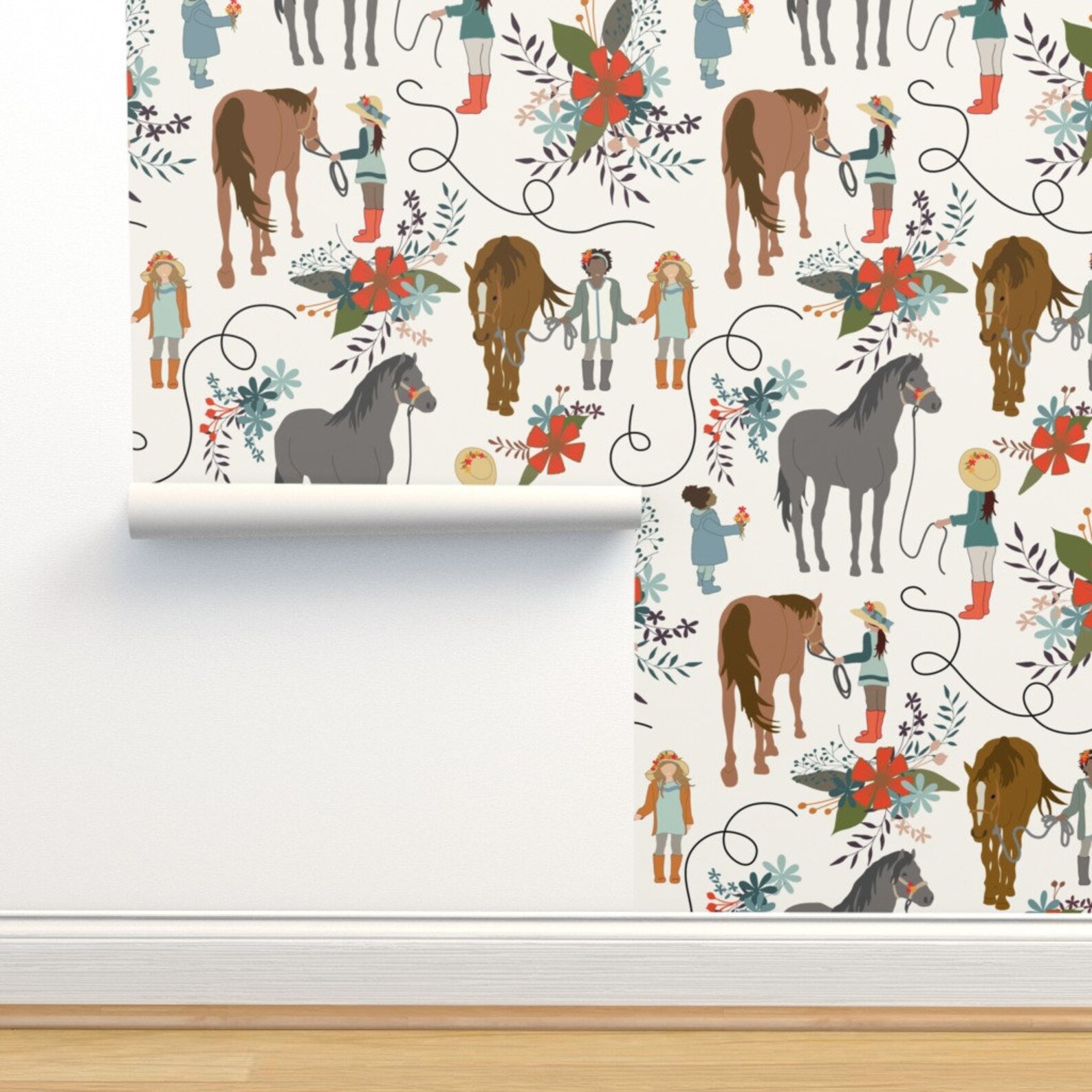 Off to the Races Wallpaper Horses and Girls by - Etsy