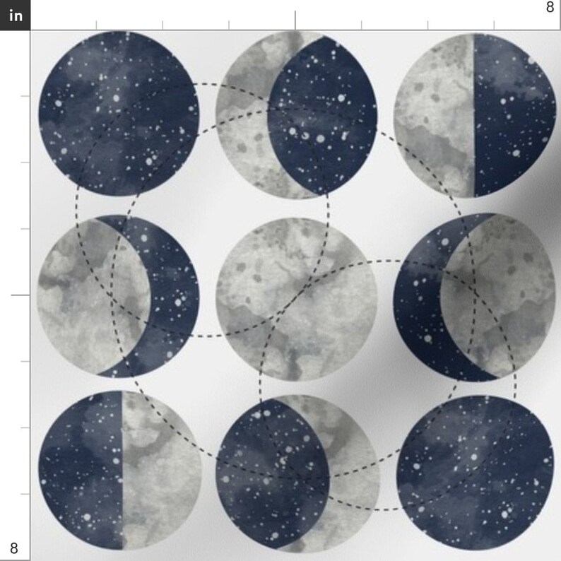 Solar Eclipse Moons Astronomy Fabric Moon Phase Spot by - Etsy