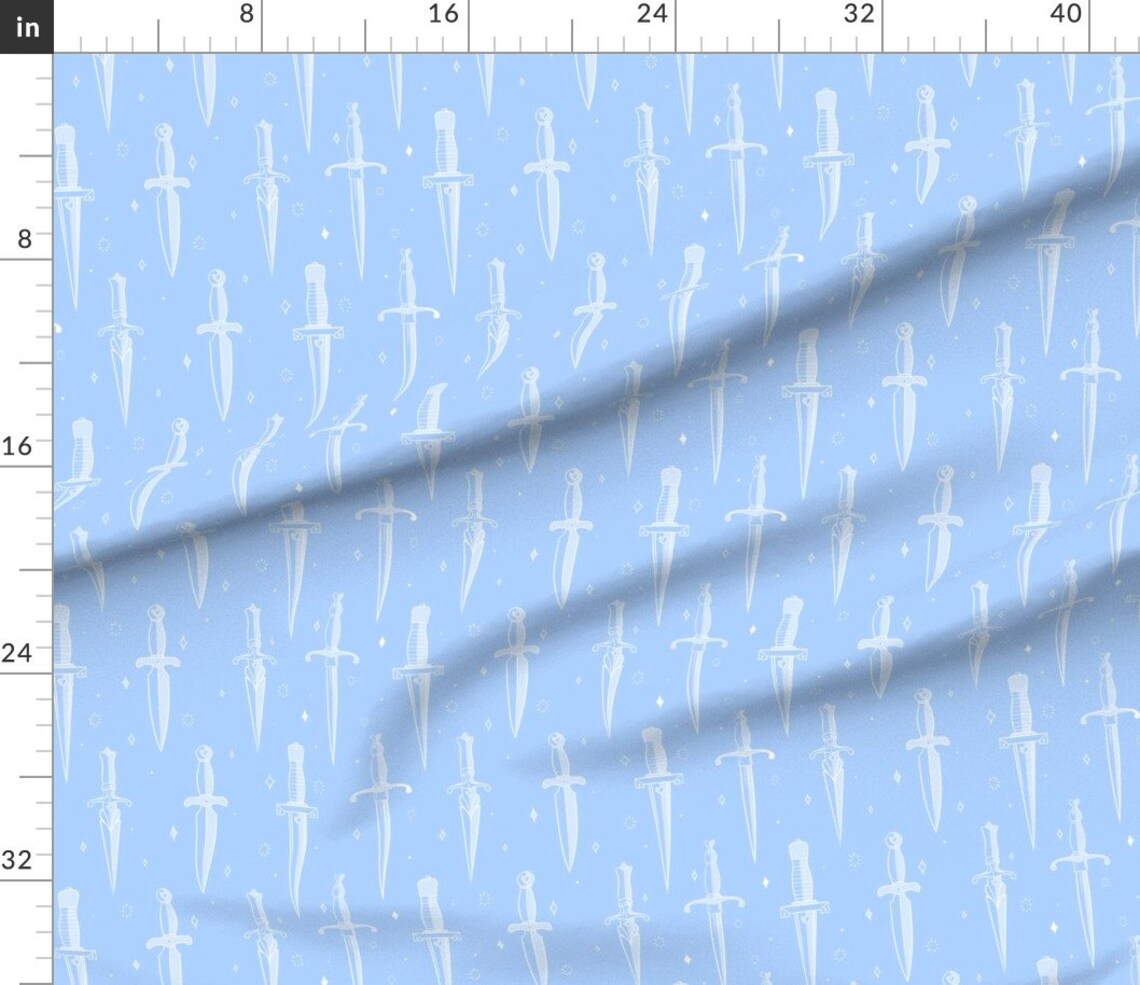 Daggers Fabric Sweet Revenge Light Blue by Logan Spector - Etsy