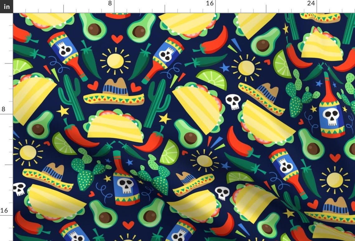 Taco and Burritos Fabric - Veggie Tacos-01 by Laura May Designs ...