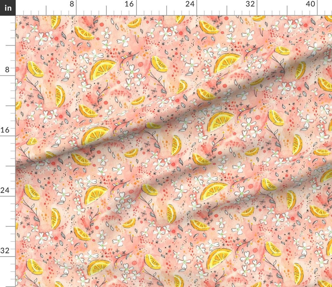 Pink Lemonade Fabric Pink Lemonade by Anniedrawsthings - Etsy