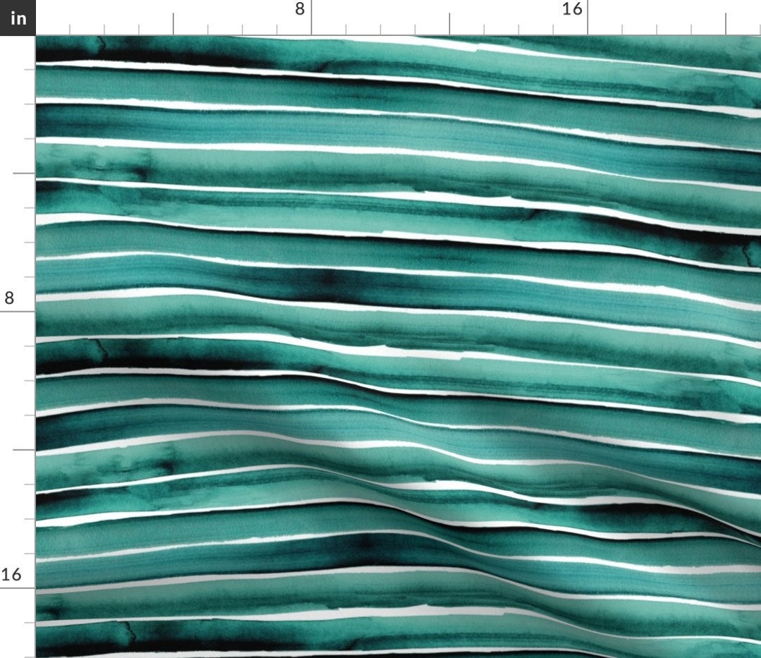 Aqua Fabric Watercolor Stripe Blue Emerald Green by Crystal Walen Teal ...