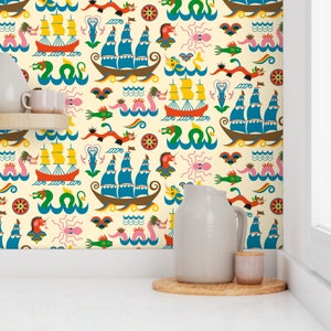 Sea Creatures Wallpaper Mythical Sea Creatures Map by - Etsy