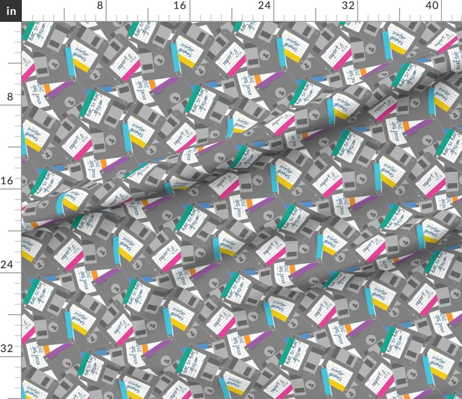 Floppy Disk Fabric My Desk is A Total Shambles by Mariao - Etsy