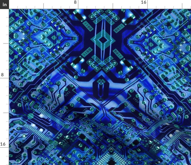 Computer Fabric Circuit Board Blue by Craftyscientists - Etsy