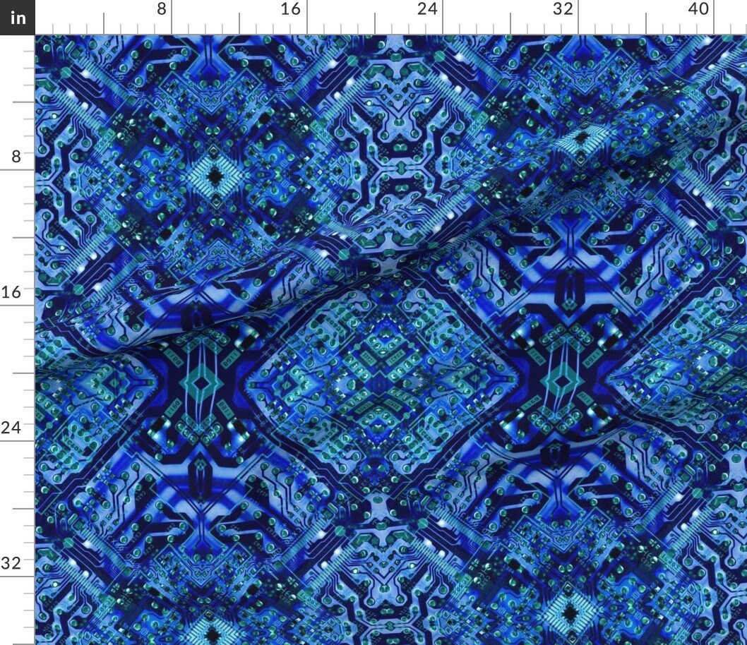 Computer Fabric Circuit Board Blue by Craftyscientists | Etsy