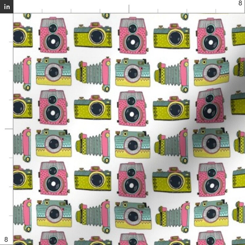 Retro Cameras Fabric Colorful Retro Cameras by | Etsy