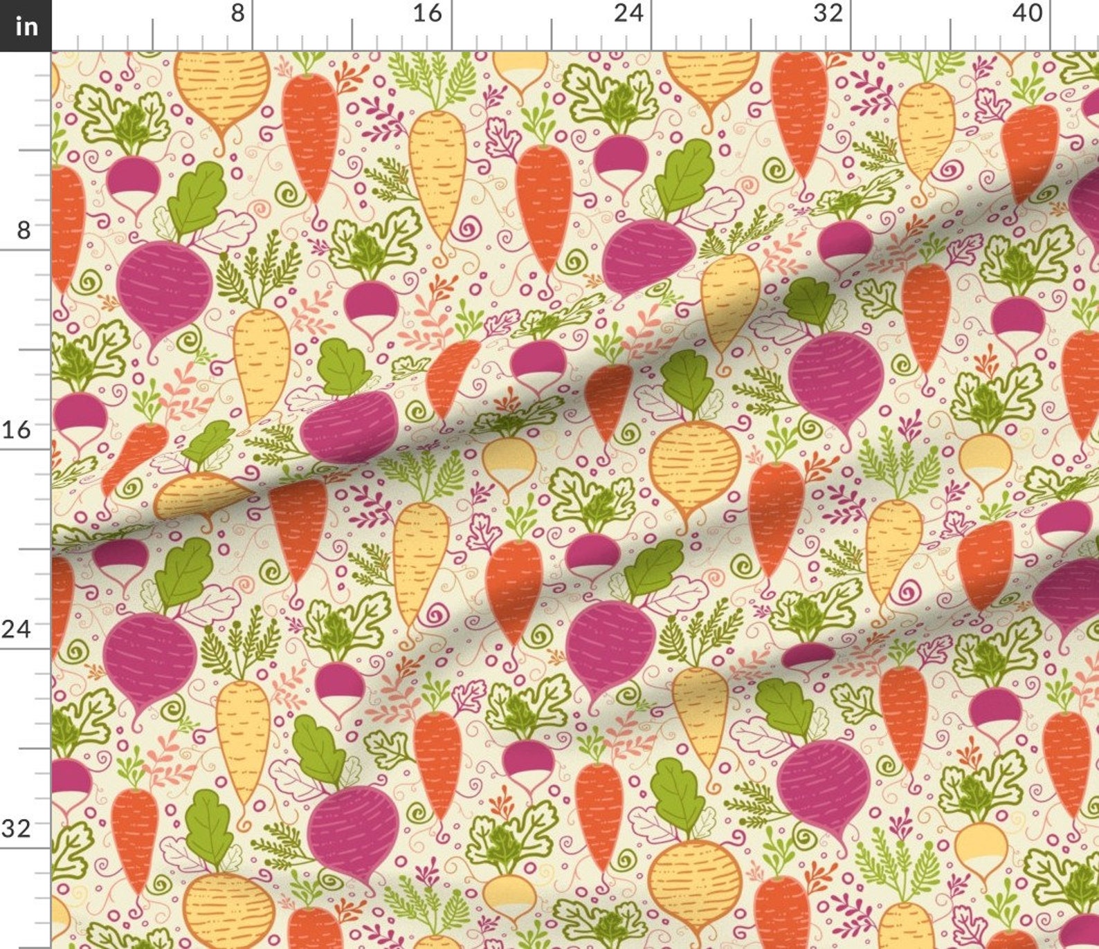 Colorful Veggie Fabric Growing Root Vegetables by Oksancia - Etsy