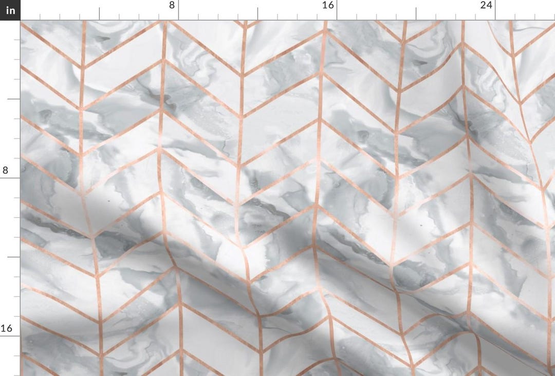 Rose Gold Marble Fabric - Marble Herringbone Rose Gold Gilt by ...