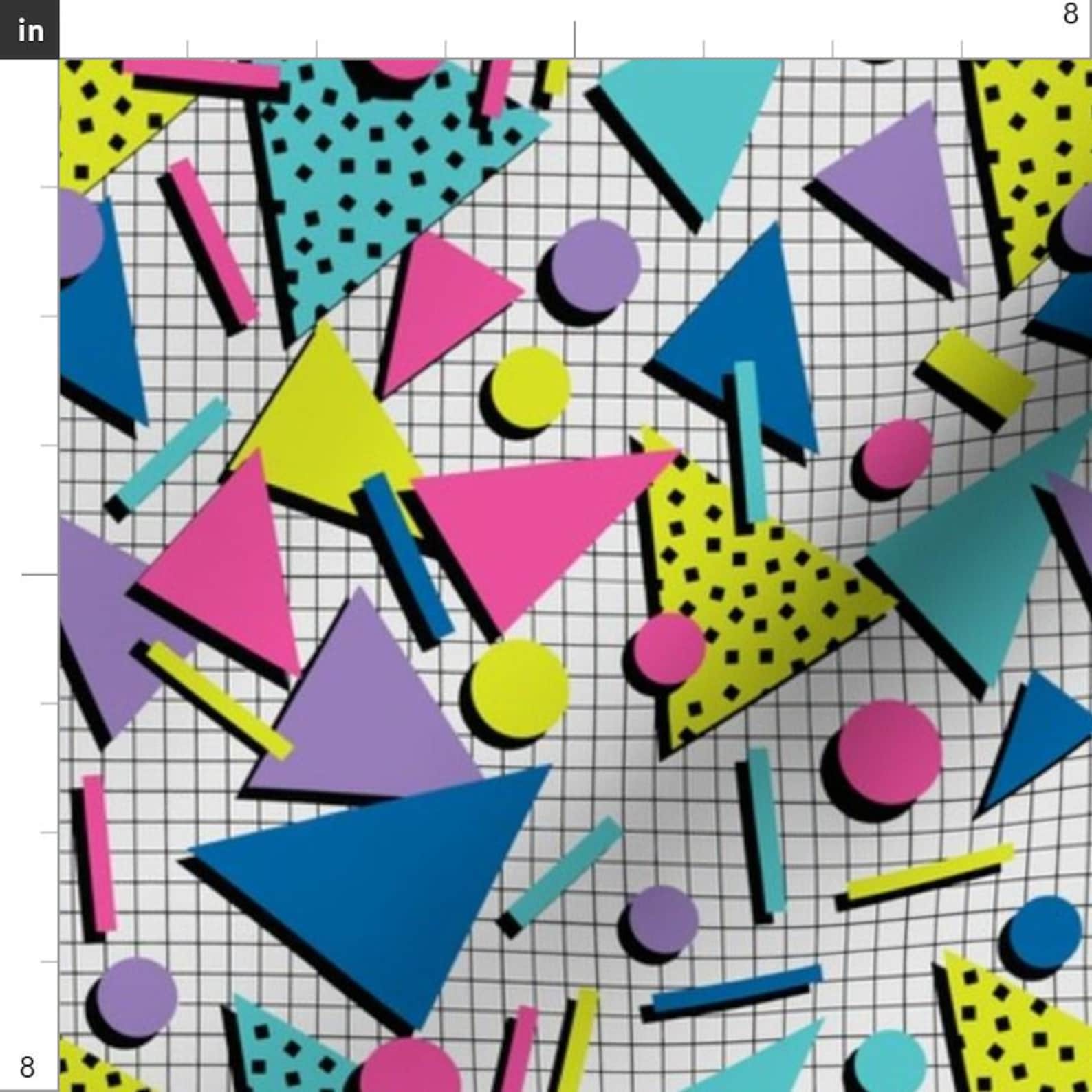 80s Fabric - Totally Tubular by Pinkpineappleworks - Retro Funky Neon ...
