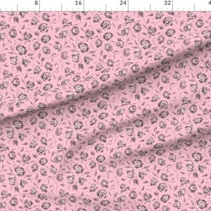 Pink Roses Fabric Roses by Caleb Luke Lin Roses Pink Gray - Etsy