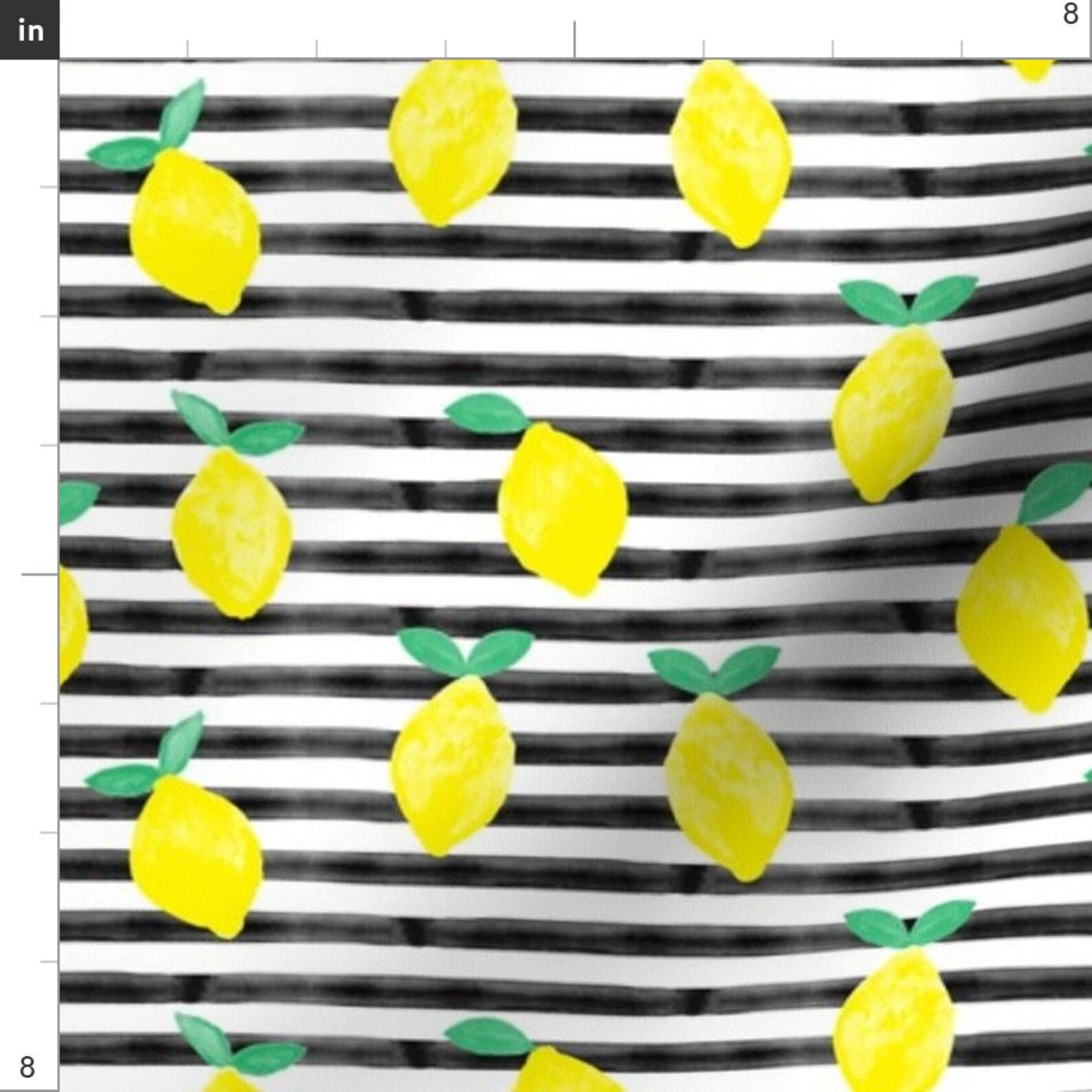 Classic Lemon Stripe Fabric so Fresh Lemons on Black | Etsy