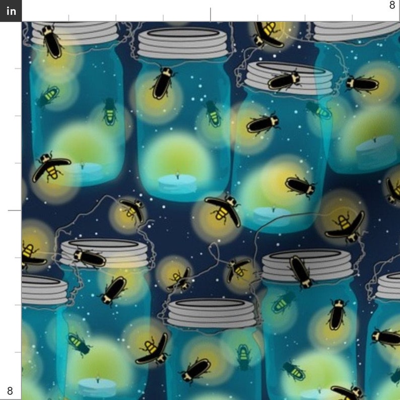 Firefly Fabric Fireflies of the Mason Jar by | Etsy