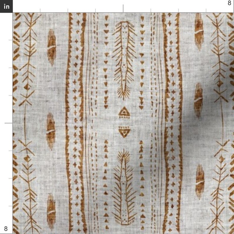 Stripes Brown Aztec Pattern Blue Fabric Atlantis Fleet - Etsy