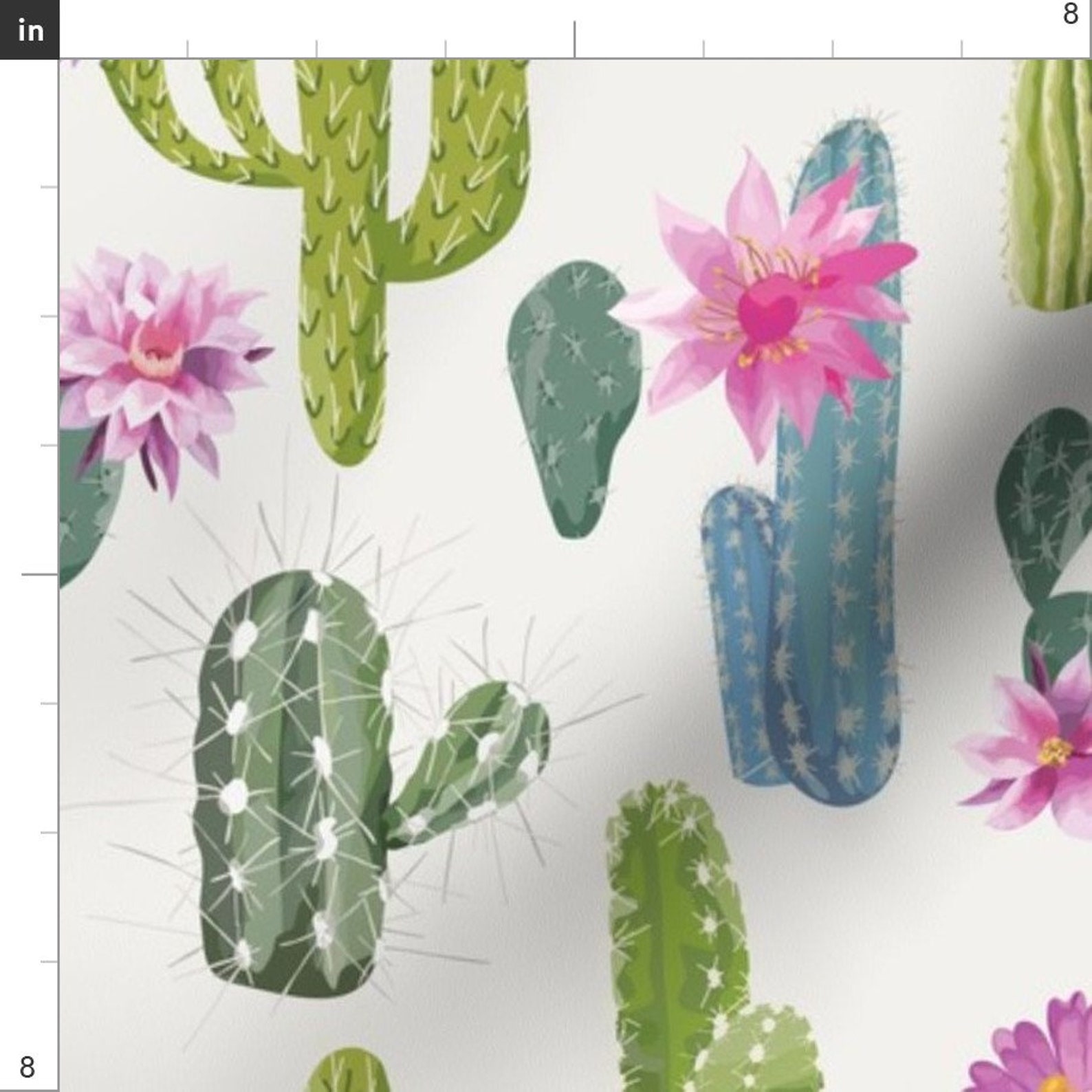 Cactus Fabric Cacti W/ Pink Blooms by Sandityche Cactus - Etsy