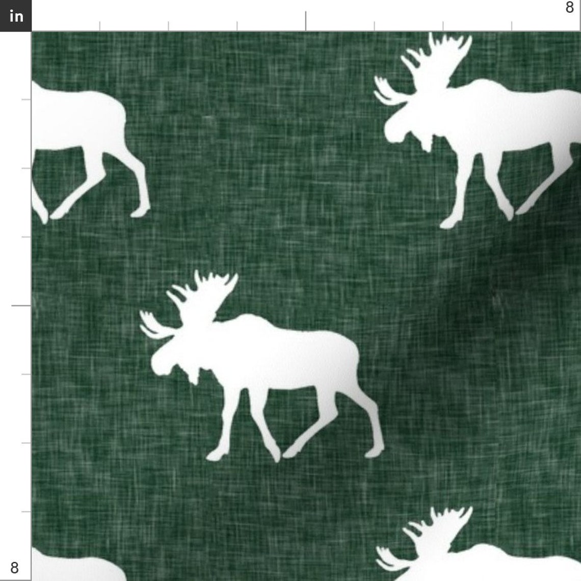 Moose Fabric Moose Hunter Green by Littlearrowdesign - Etsy
