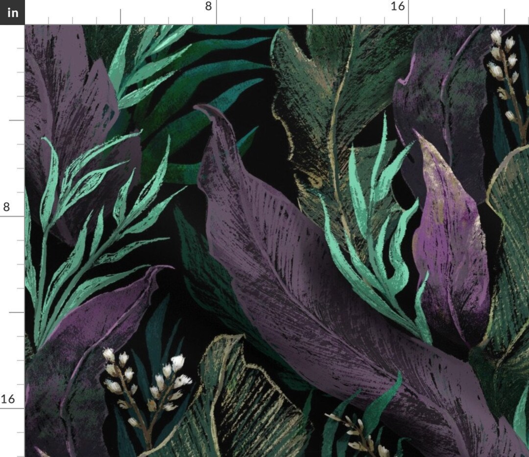 Dark Botanical Fabric Tropical Night by Daria Nokso moody Tropical ...