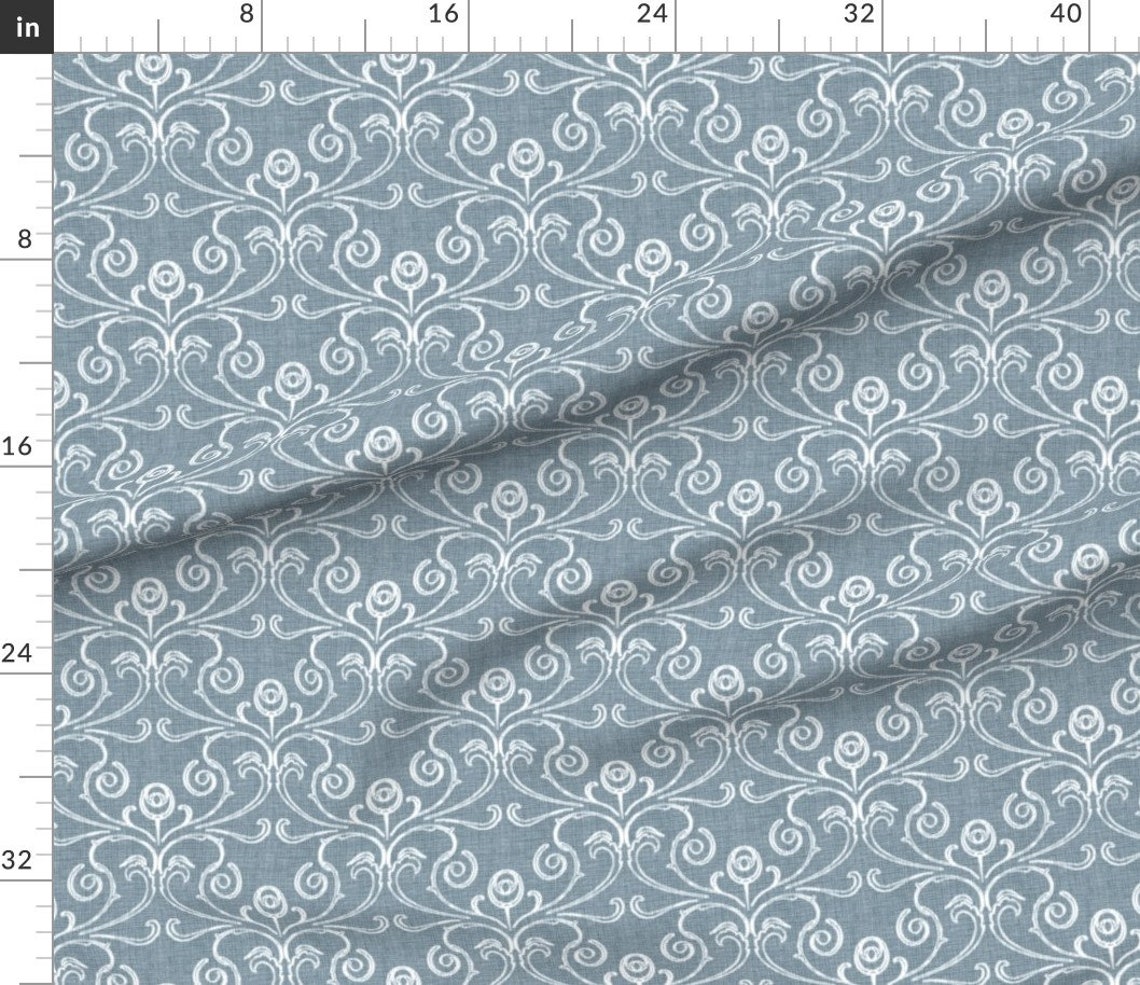 Blue Damask Fabric Faded French Rose Blue by Kristopherk - Etsy