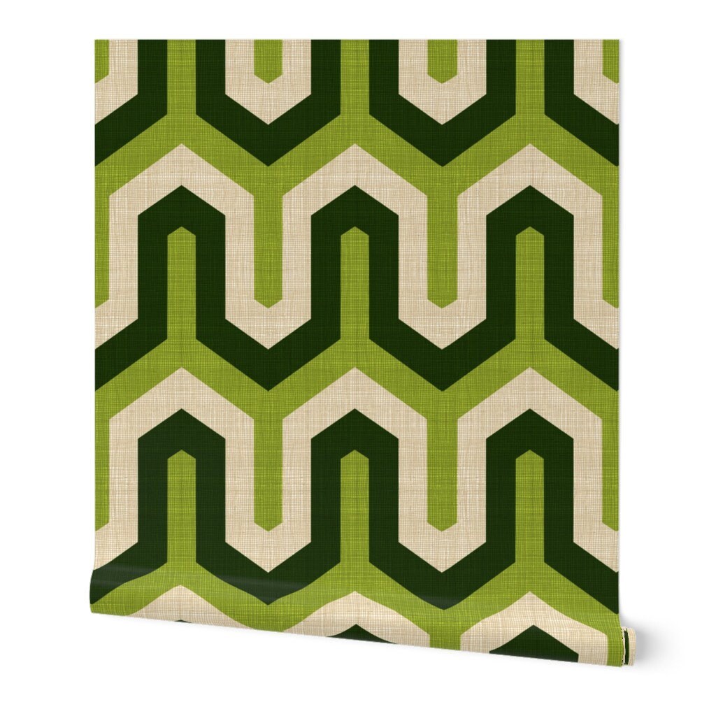 Modern Greek Key Wallpaper Greek 100 Green by Chicca Besso | Etsy