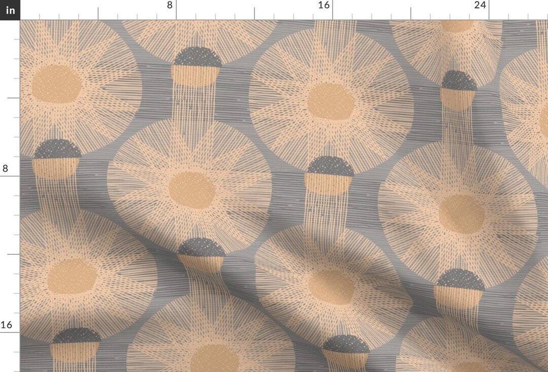 Mid Century Modern Islands Fabric - Island in Midnight Sun by ...