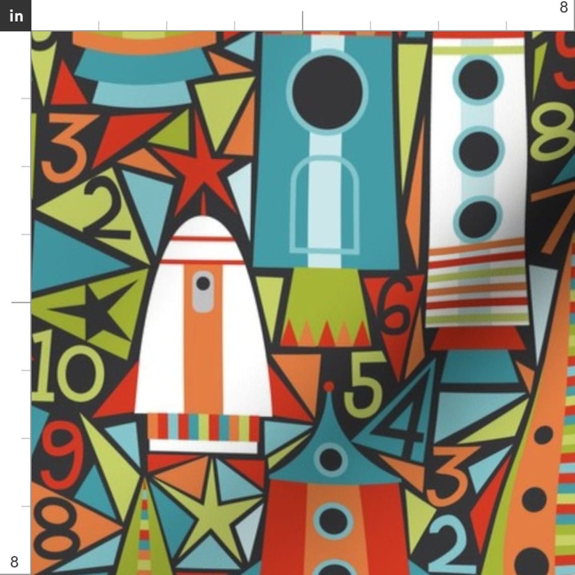 Rocket Fabric Countdown by Cjldesigns Rocket Spaceship - Etsy