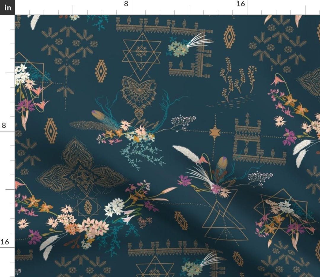 Bohemian Fabric Sheba Hanging Gardens teal Large by Nouveau Bohemian ...