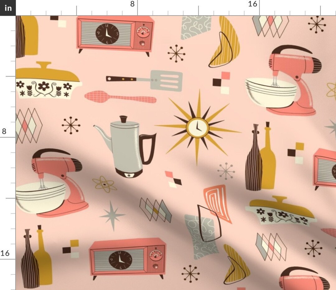 Mid Century Kitchen Fabric Atomic Kitchen by Ruby_ritz Retro Kitchen ...