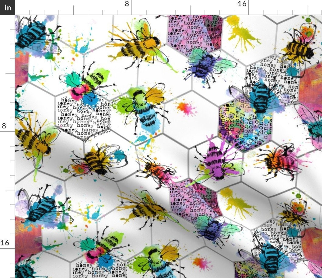 Rainbow Honeybee Fabric Bee Splat by Karismithdesigns | Etsy