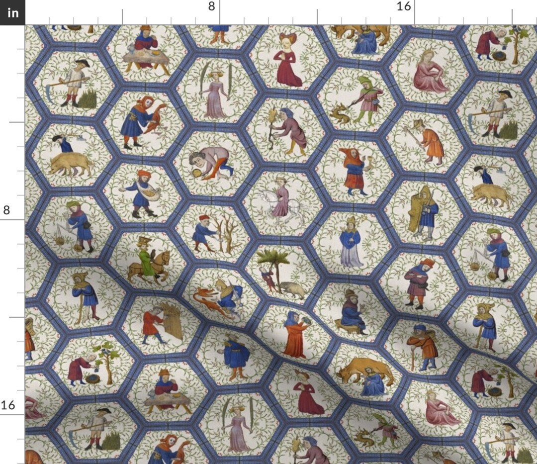 Medieval Fabric Medieval People Blue Frame by Ameliae Medieval People ...